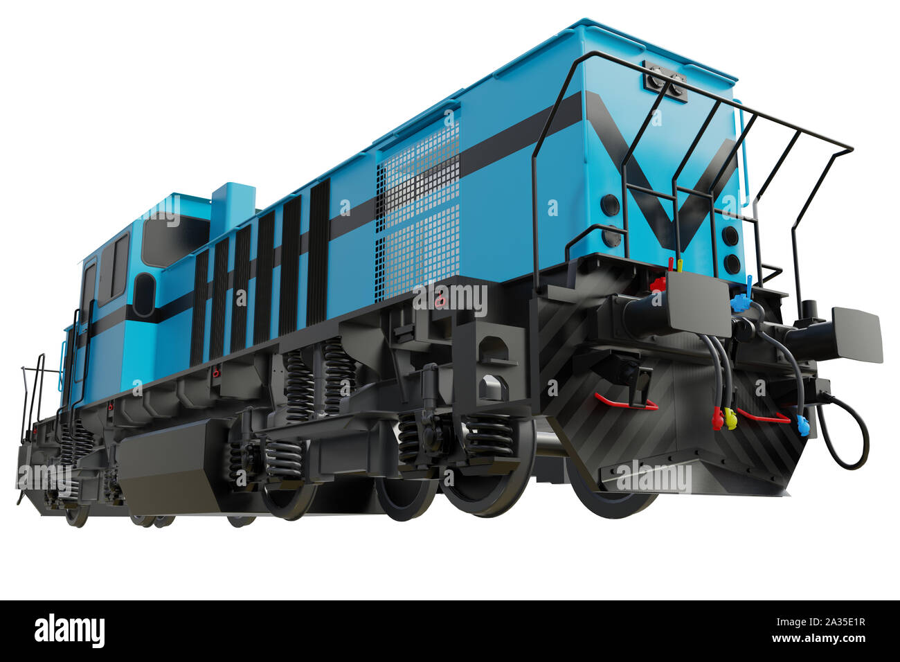 Freight train locomotive. Isolated white background. 3d rendering Stock ...