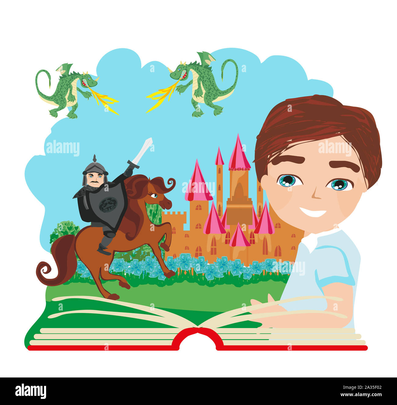 boy reading magic book Stock Photo - Alamy