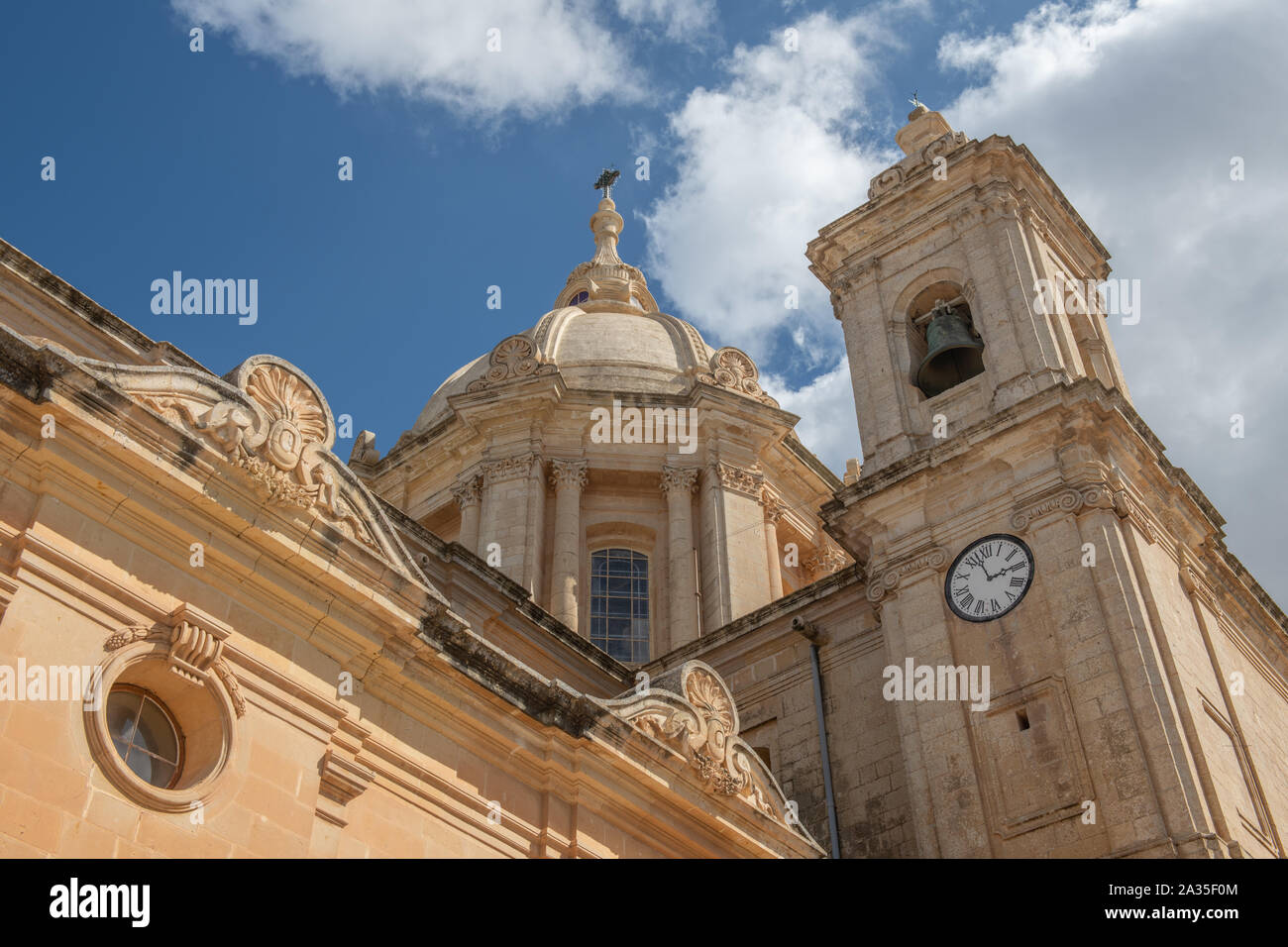 Spire and Clock tower of Nadur Church, Gozo, Malta Stock Photo - Alamy