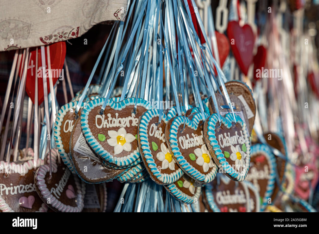 typical gingerbread hearts at the oktoberfest in munich - greetings ...
