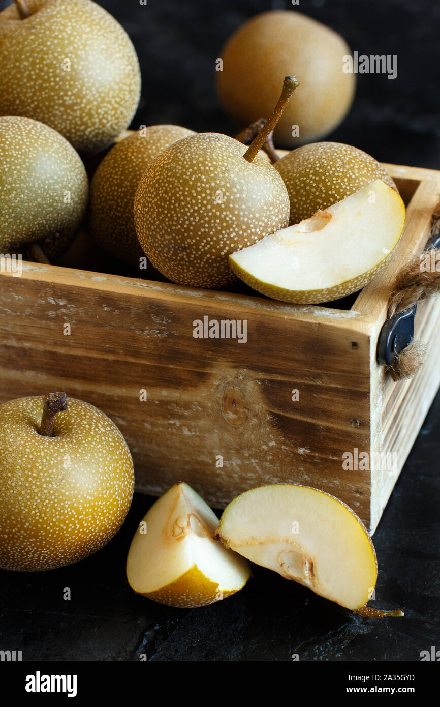 Nashi Pears (apple pears or asian pears) in a box Stock Photo - Alamy