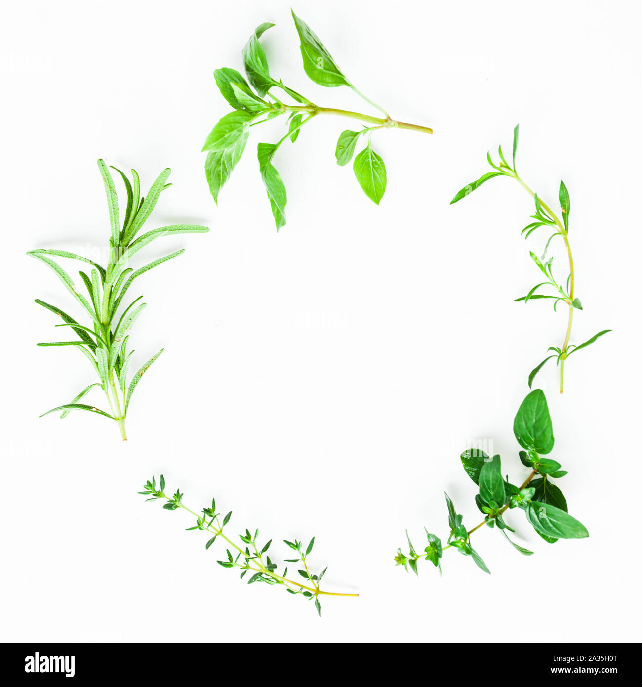 Fresh condiments for food on white, top view Stock Photo - Alamy