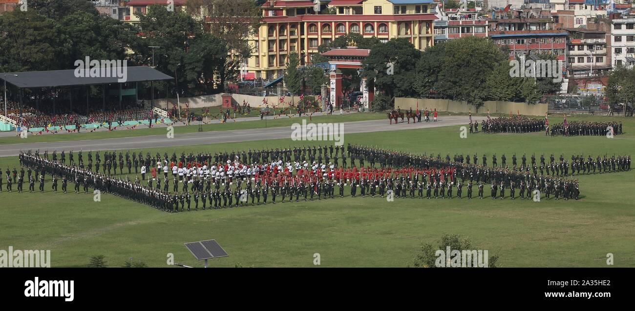 Kathmandu, Nepal. 5th Oct, 2019. Soldiers participate in a parade ...