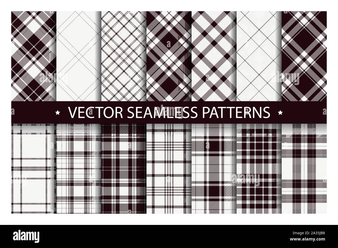 Tartan set pattern seamless plaid vector. Geometric background fabric ...