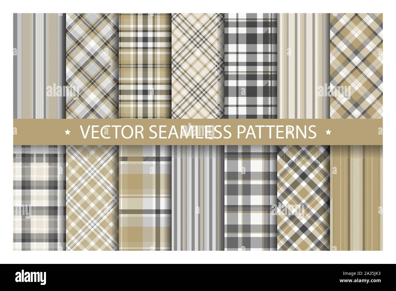 Tartan set pattern seamless plaid vector. Geometric background fabric ...
