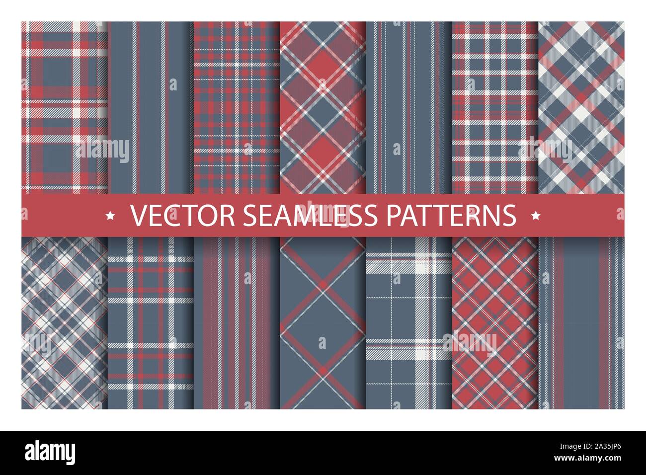 Tartan set pattern seamless plaid vector. Geometric background fabric ...