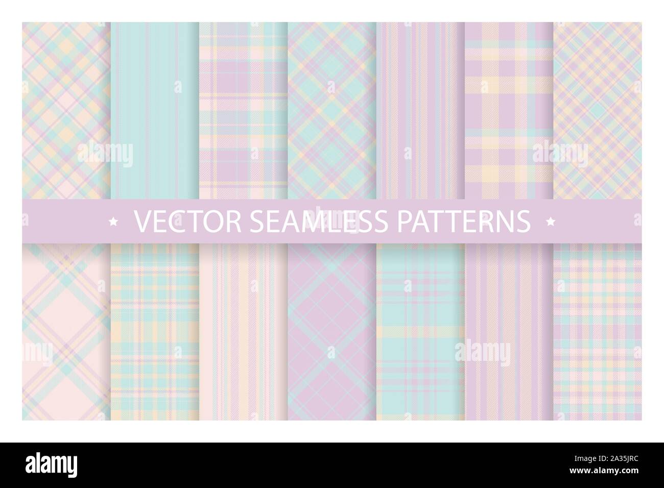 Tartan set pattern seamless plaid vector. Geometric background fabric ...