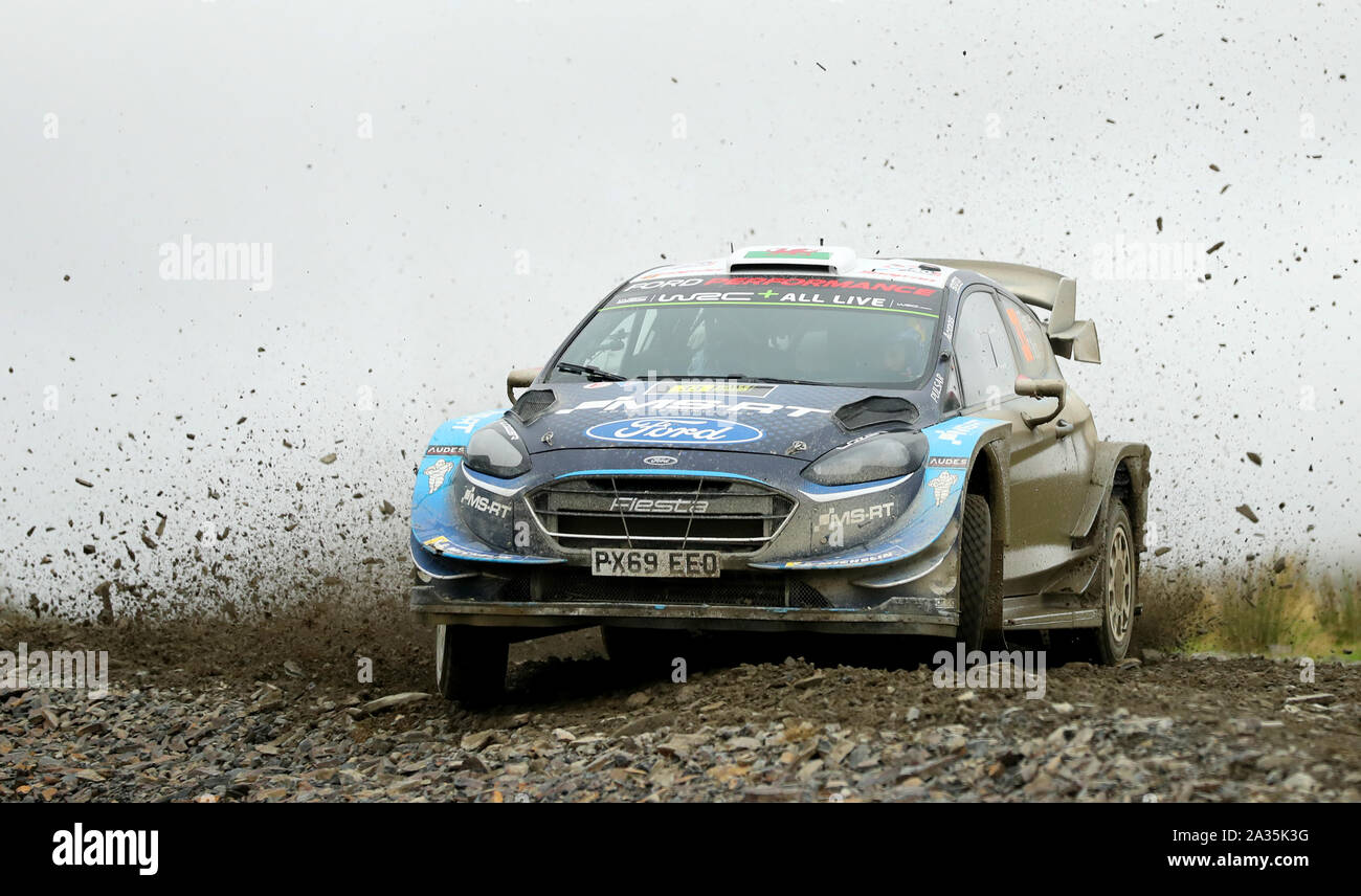 Great Britain’s Elfyn Evans and Scott Martin in the Ford Fiesta WRC ...