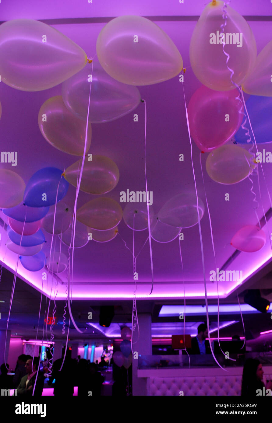 Balloons and Lights Ornaments at Birthday Party Event Stock Photo - Alamy