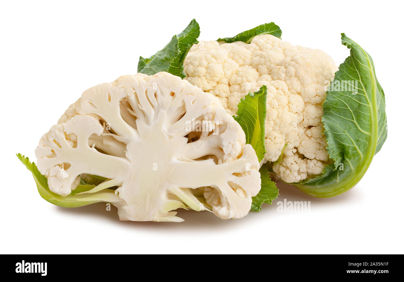 sliced cauliflower path isolated on white Stock Photo - Alamy