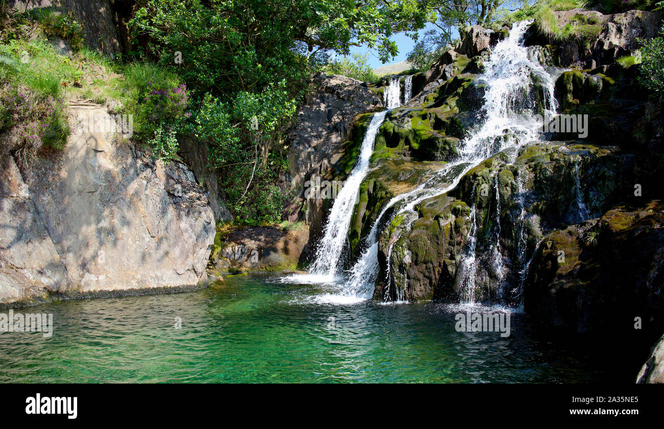 Fiary pool and Waterfall in North Wales Stock Photo - Alamy