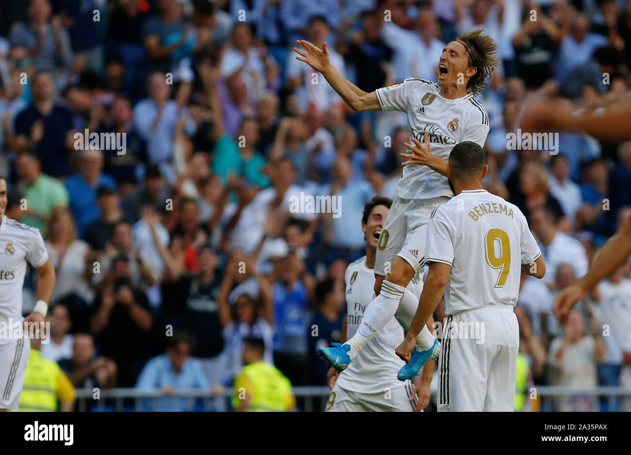 Madrid, Spain. 05th Oct, 2019. Real Madrid CF's Luka Modric celebrates ...