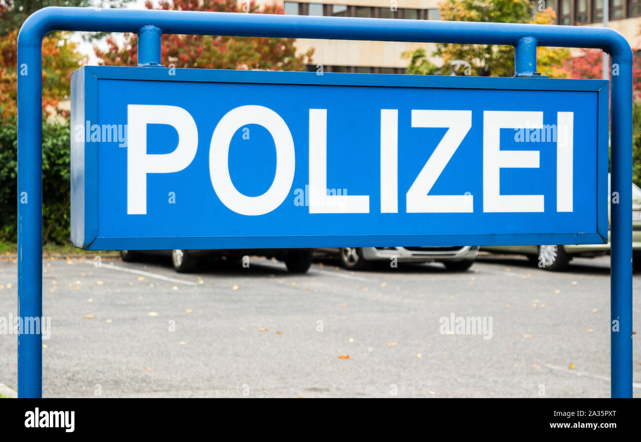 German Police station sign Stock Photo - Alamy