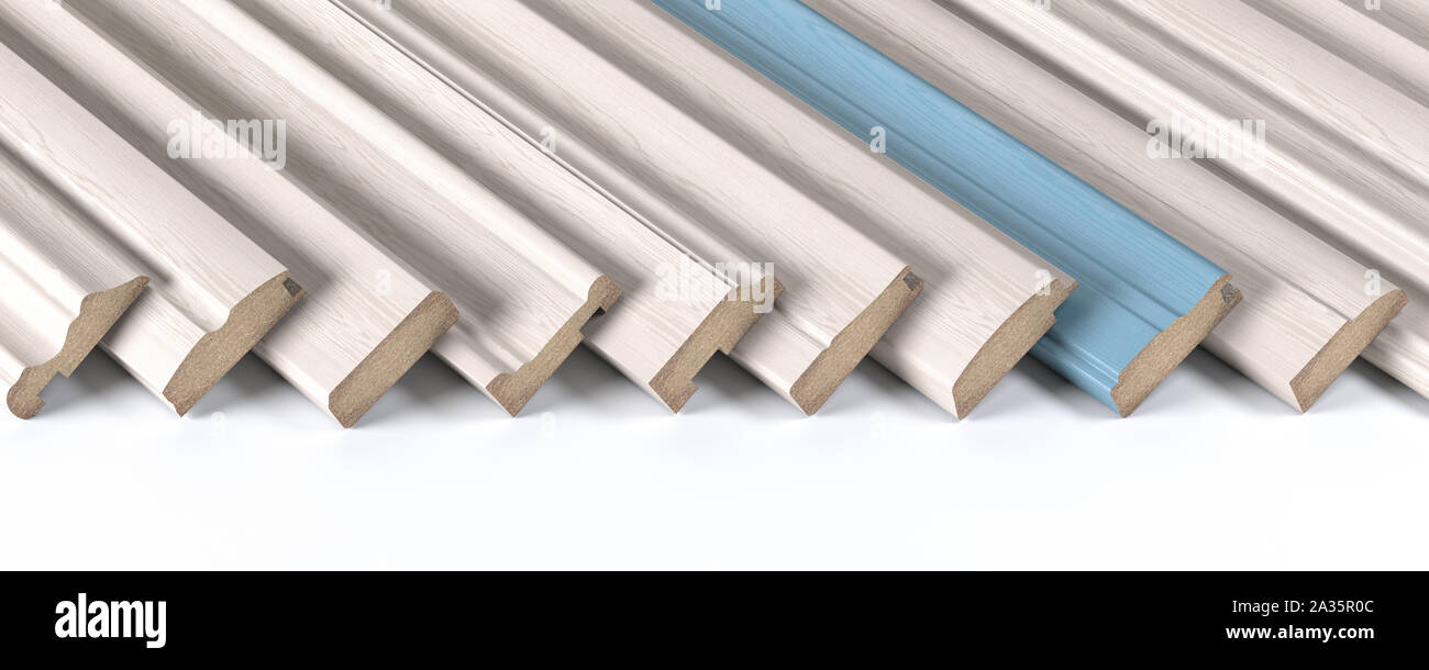 Set of wooden furniture CMD or MDF profiles. Smaples of white ...