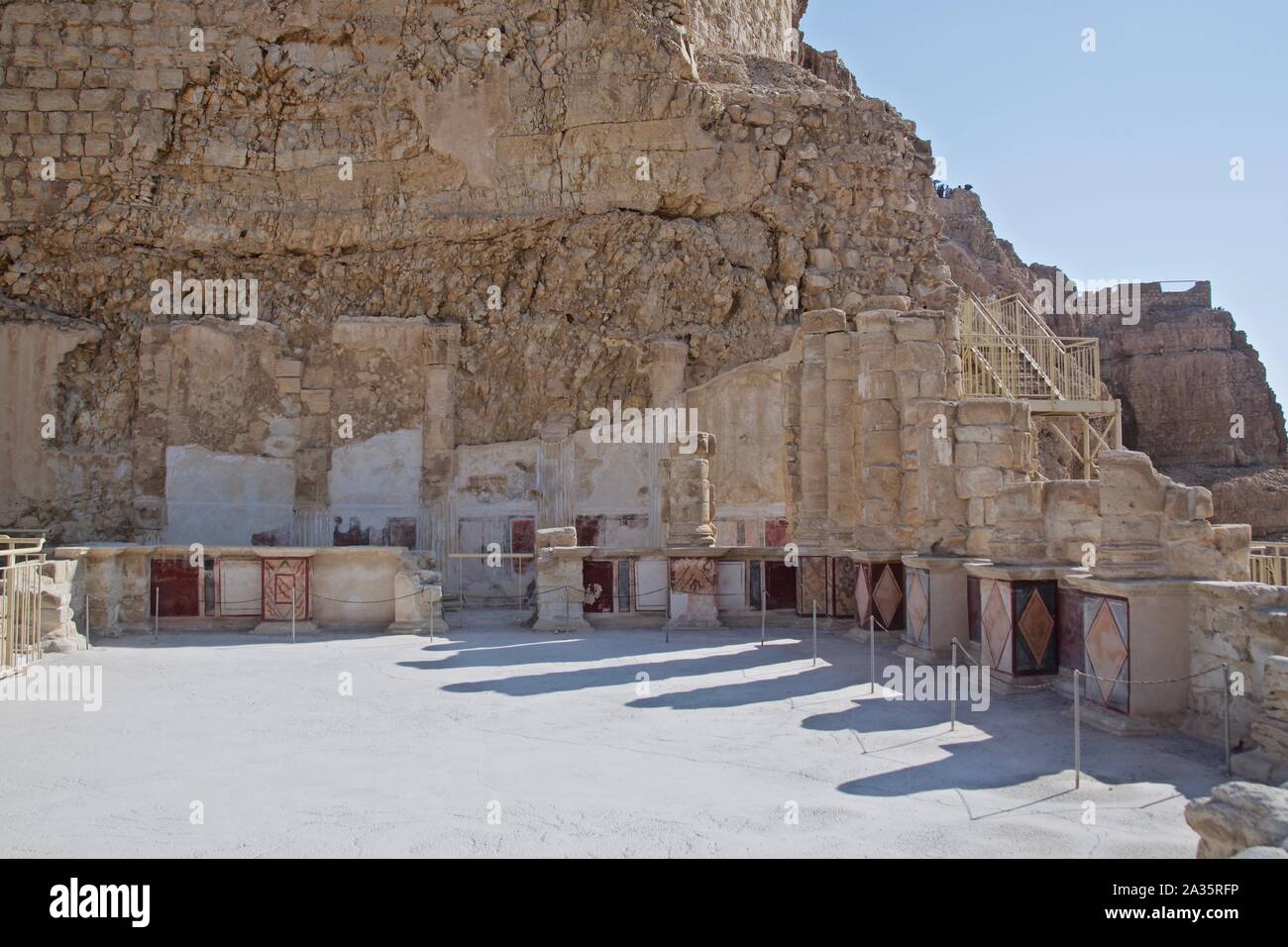 ancient ruins in masada, Israel of Herod the Greats fortress on top of ...