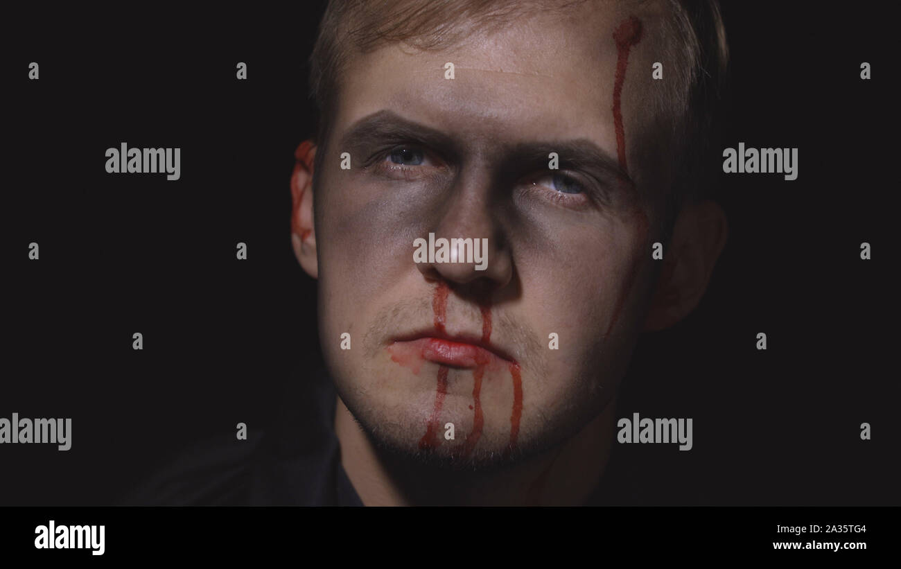 Zombie dripping blood male hi-res stock photography and images - Alamy