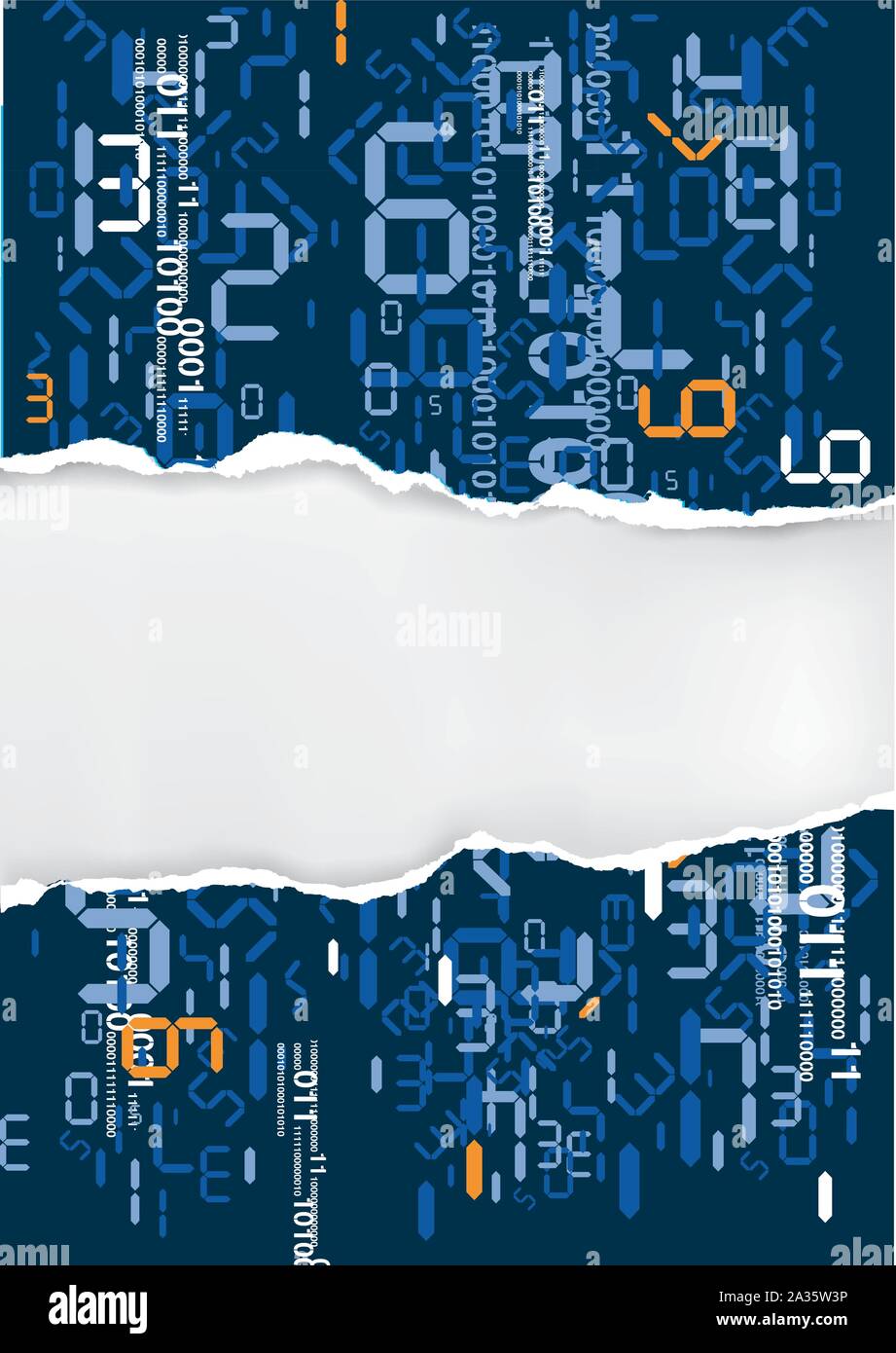 Torn paper with digital numbers. Place for your text or image. Vector ...
