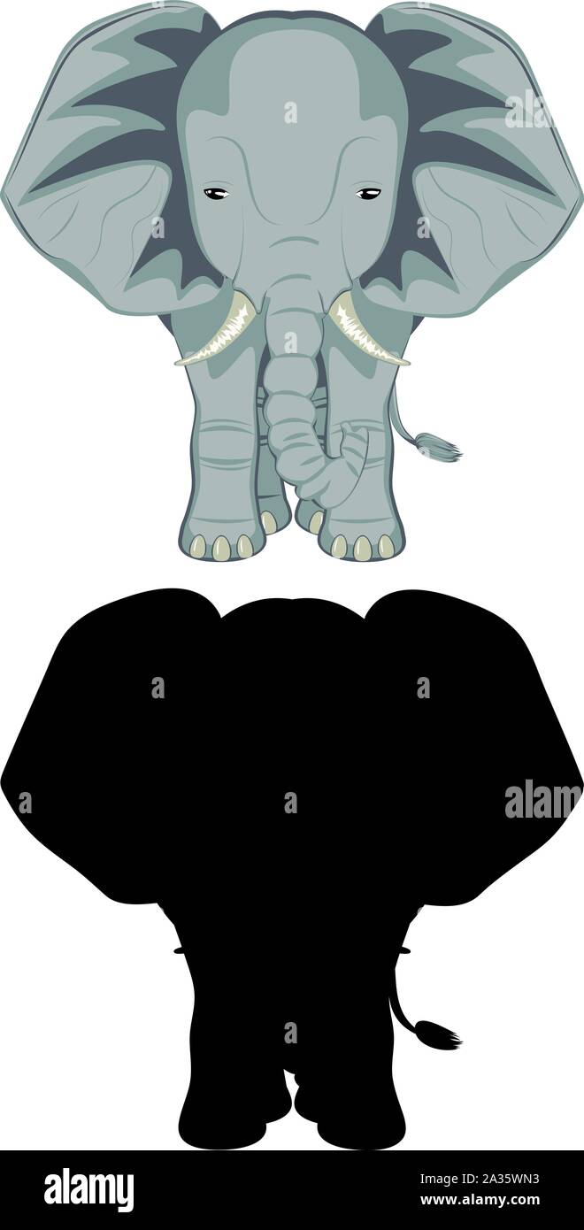 Big grey elephant, cute cartoon character design Stock Vector Image ...
