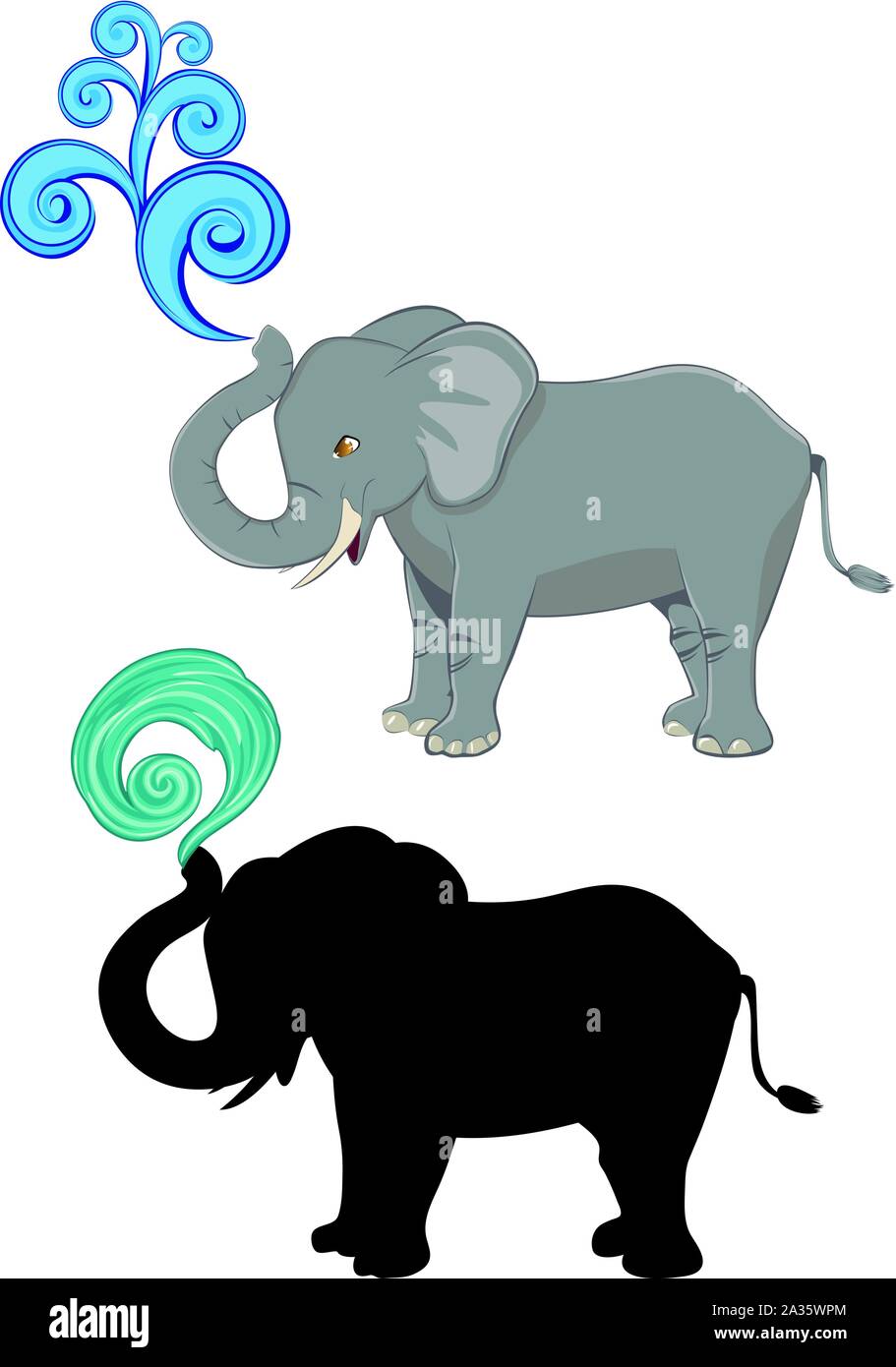 Big grey elephant, cute cartoon character design Stock Vector Image ...