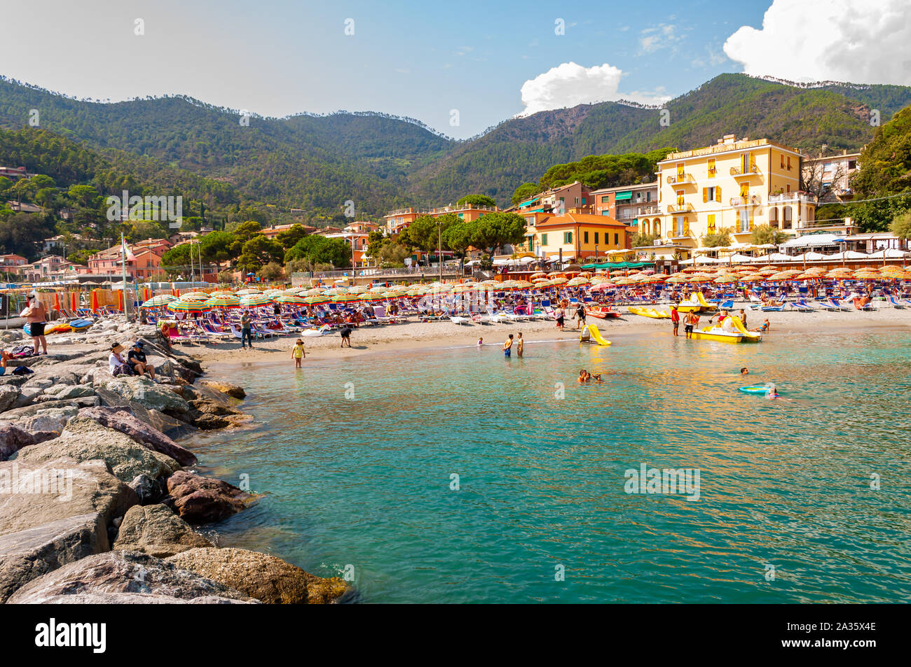 Monterosso Al Mare, Italy - September 02, 2019: Rocky marina and the ...