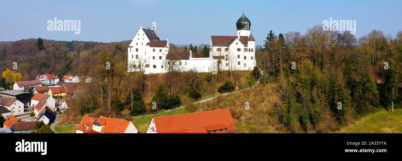 The city Illertissen with the castle Stock Photo - Alamy