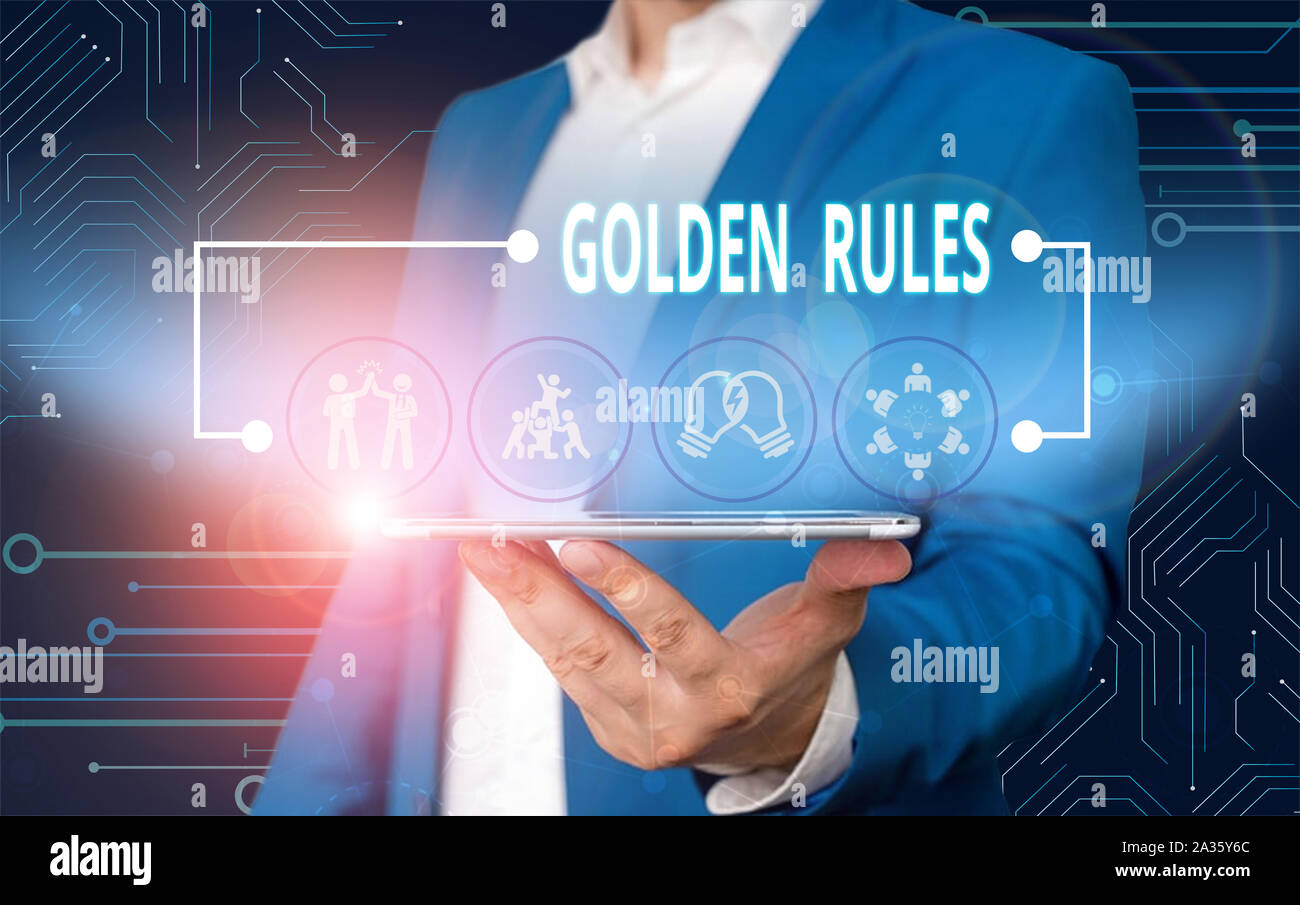 Text sign showing Golden Rules. Business photo text basic principle ...