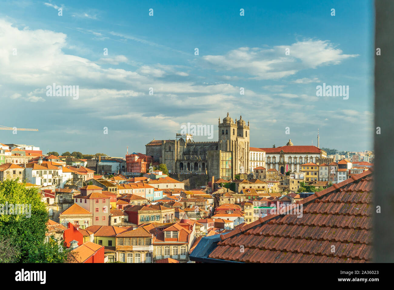 Window view of Porto cathedral Portugal Stock Photo - Alamy