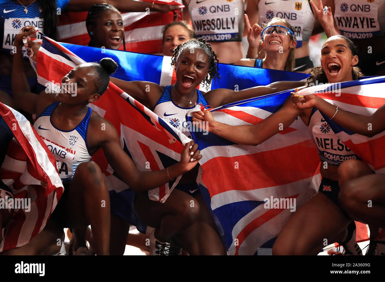 Great Britain's Asha Philip, Dina Asher-Smith, Ashleigh Nelson and ...