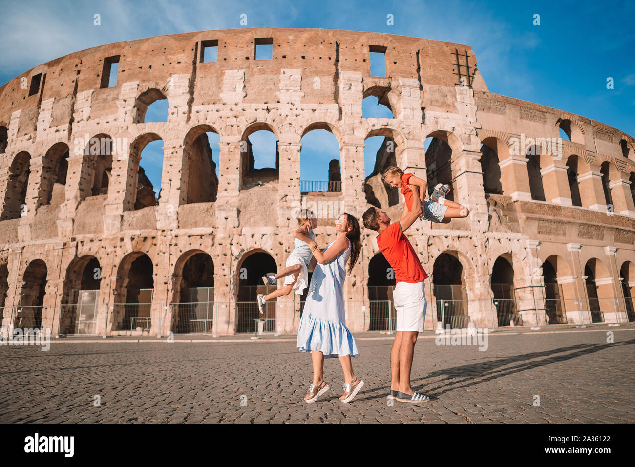Happy family on roman holidays Stock Photo - Alamy