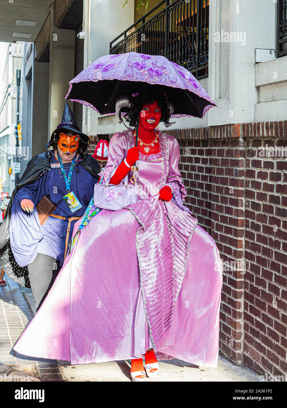 Red Vampire Walking to Parade Stock Photo - Alamy
