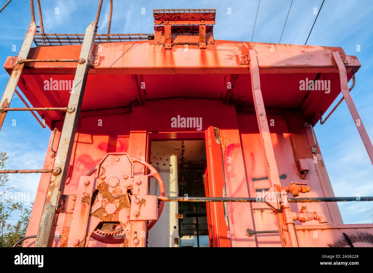Abandoned locomotive at remains of Trinity Loop amusement park in ...