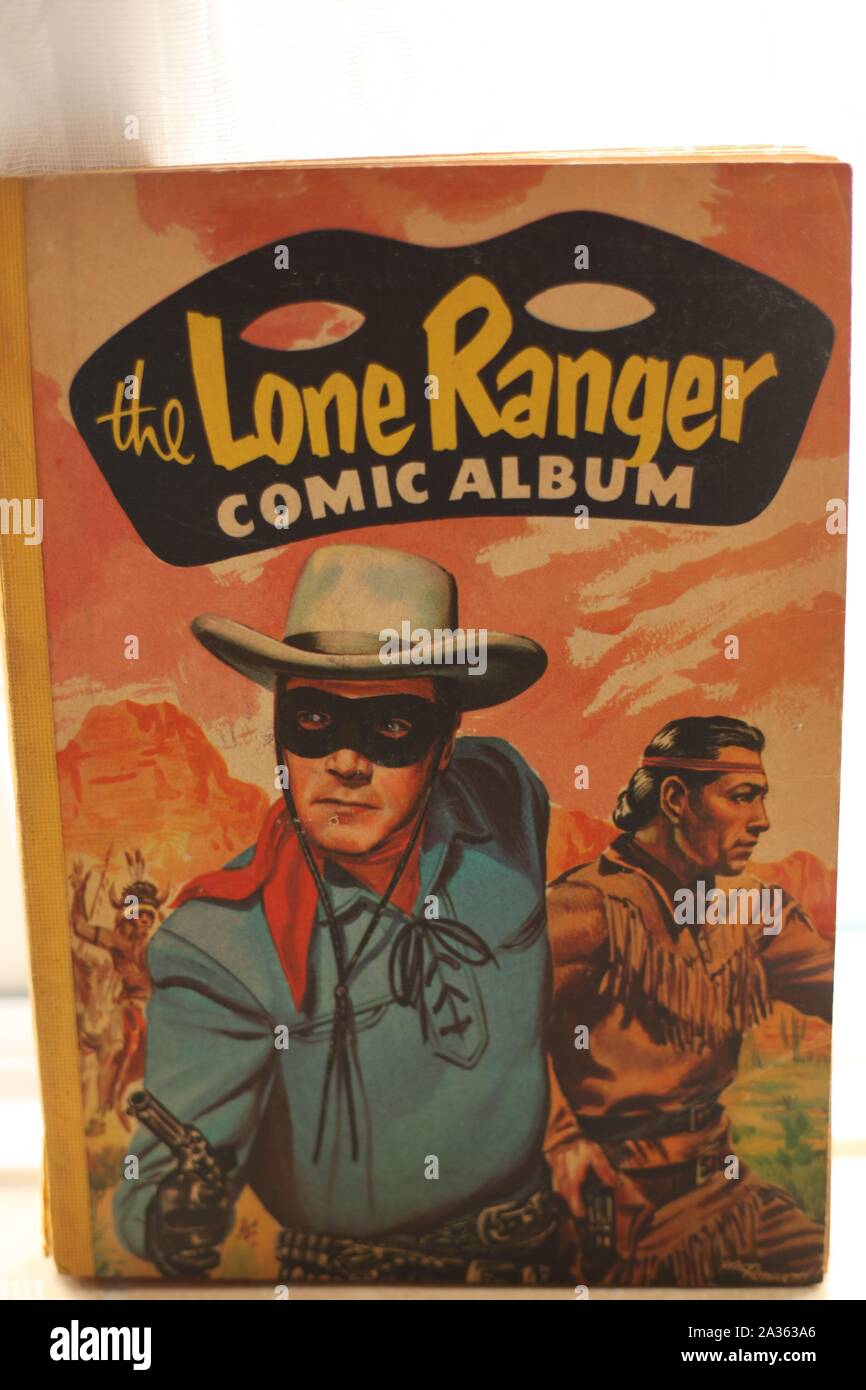 Close-up of front cover of The Lone Ranger Comic album No.3 Stock Photo ...