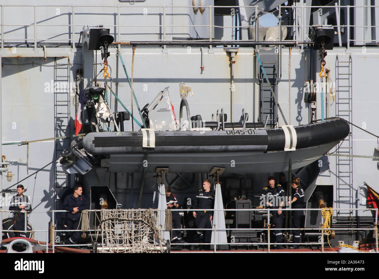 D645-01, a Zodiac Hurricane RHIB noted on board the French Navy frigate ...