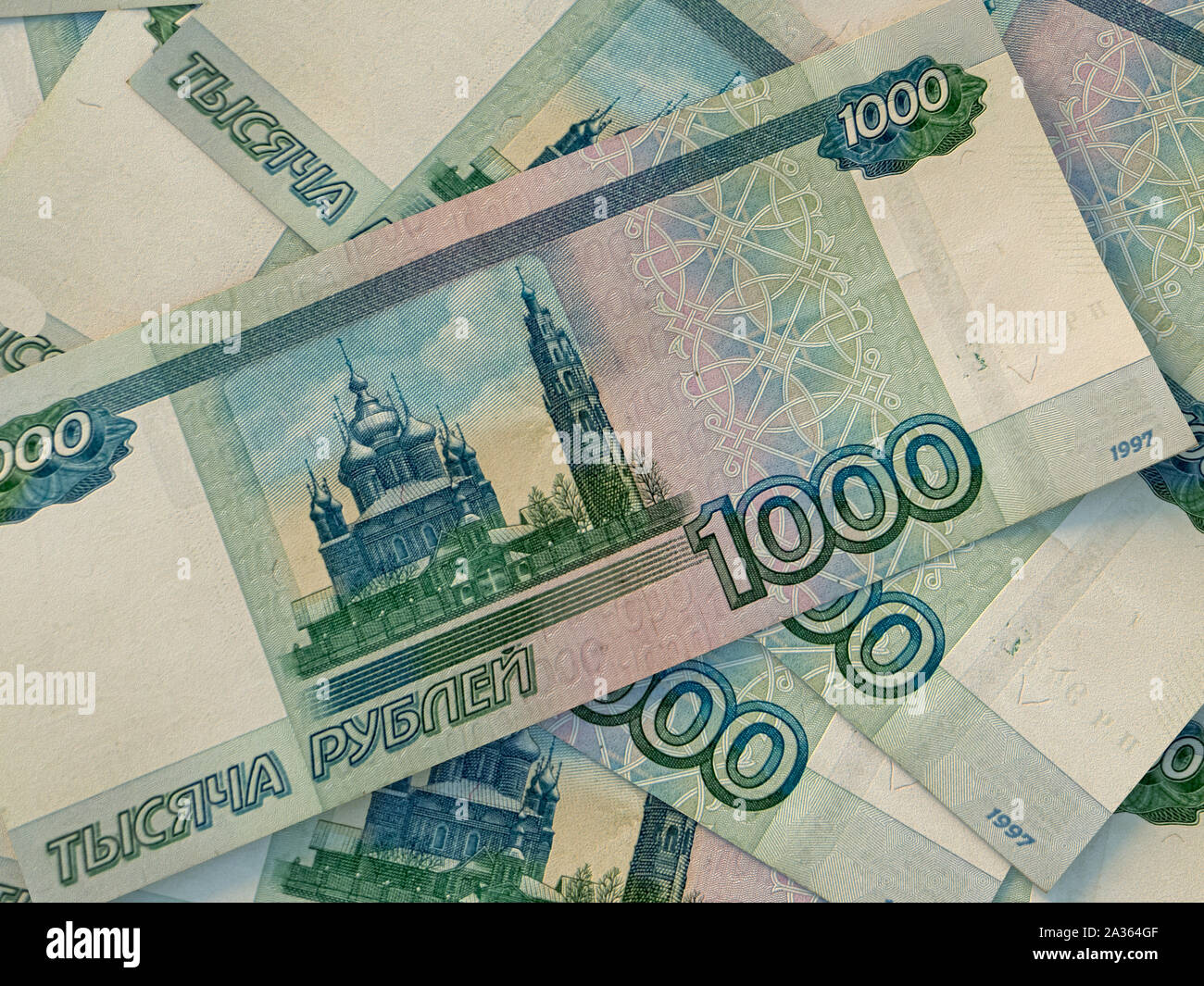 Russian currency. Russian Federation Ruble. Finance background. Closeup ...