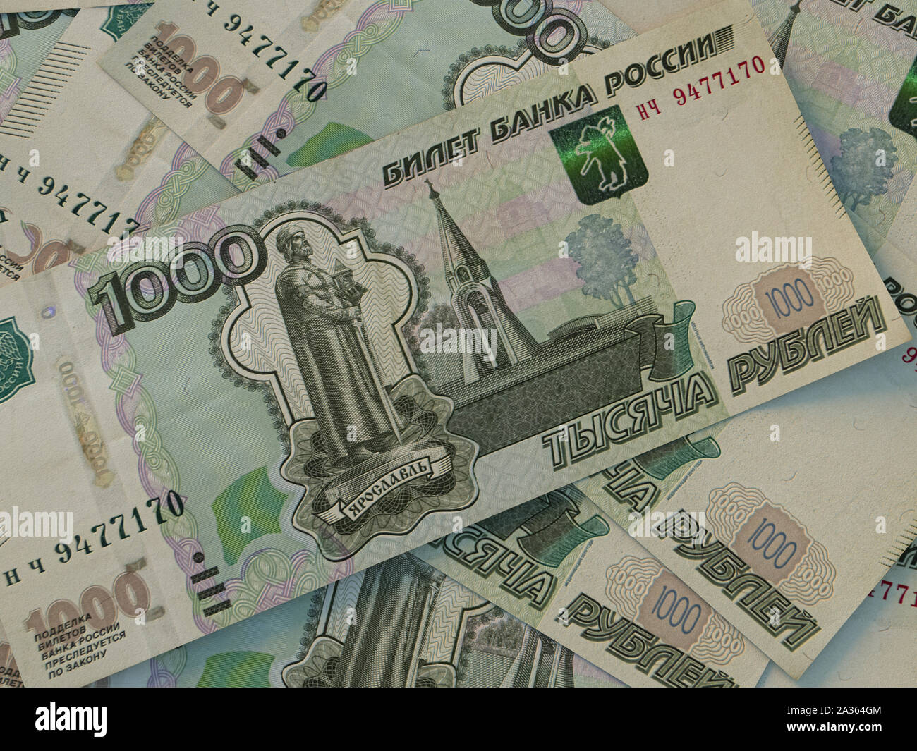 Russian currency. Russian Federation Ruble. Finance background. Closeup ...