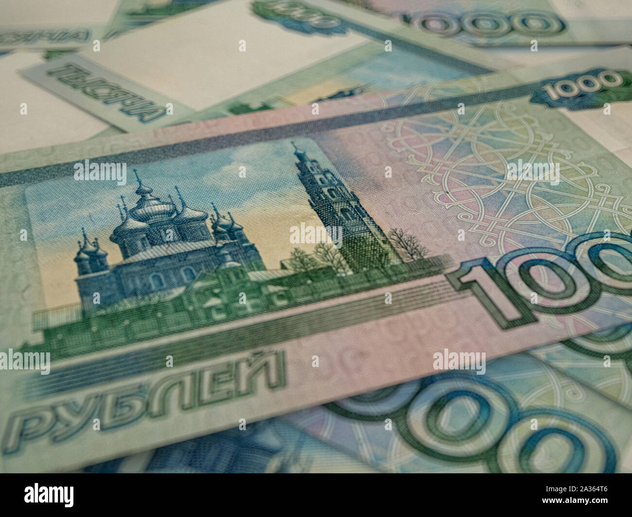 Russian currency. Russian Federation Ruble. Finance background. Closeup ...
