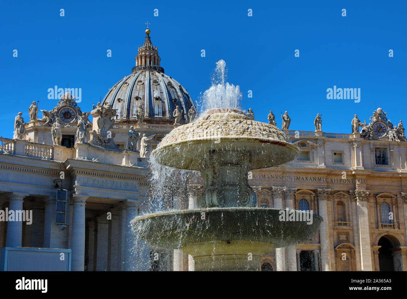 St Peters Basilica and fountain, Rome, The Vatican, Italy Stock Photo ...