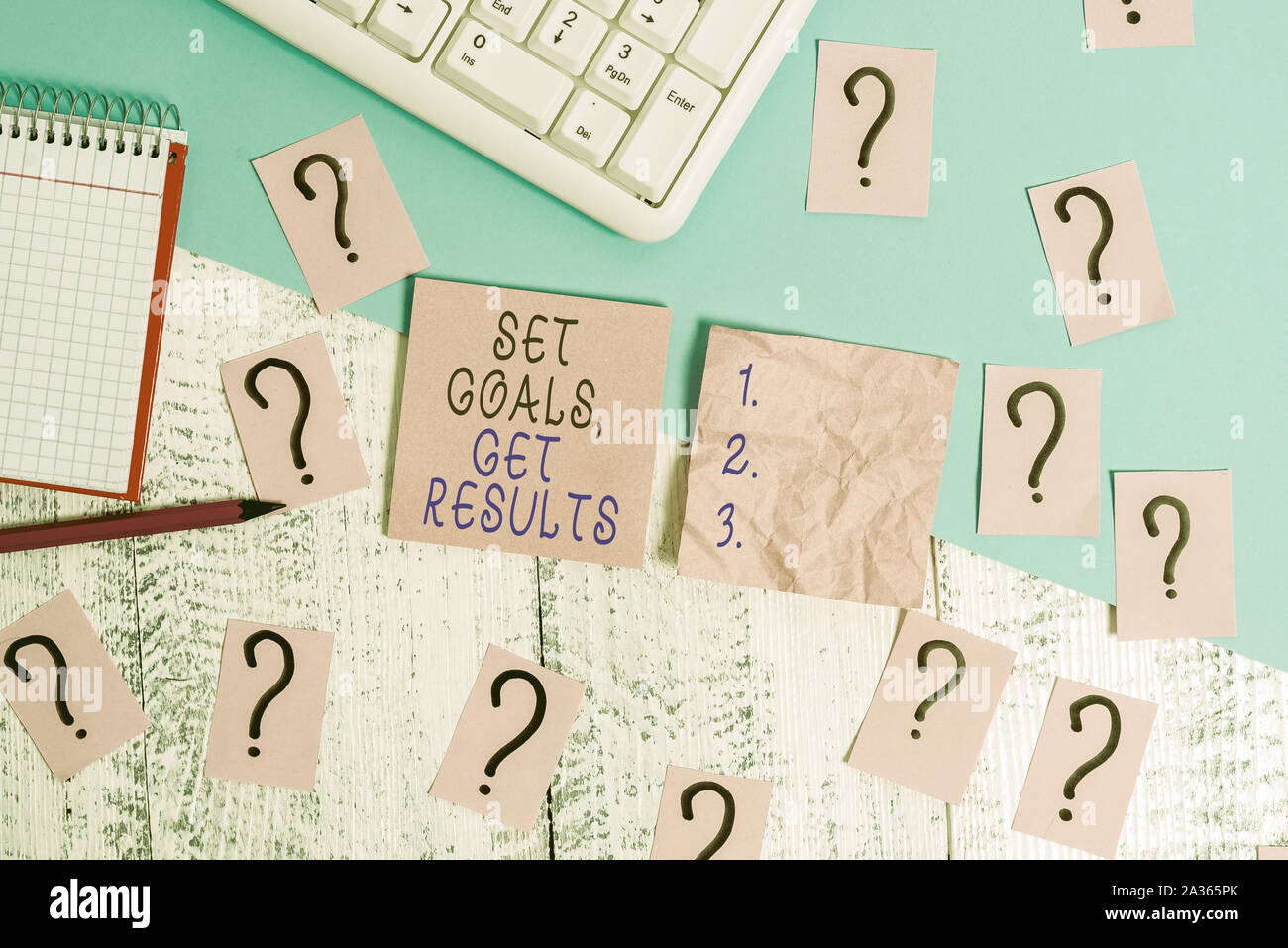 Handwriting text Set Goals Get Results. Conceptual photo Establish ...