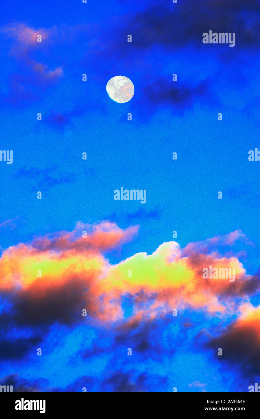 Full moon in starlit night sky Stock Photo - Alamy