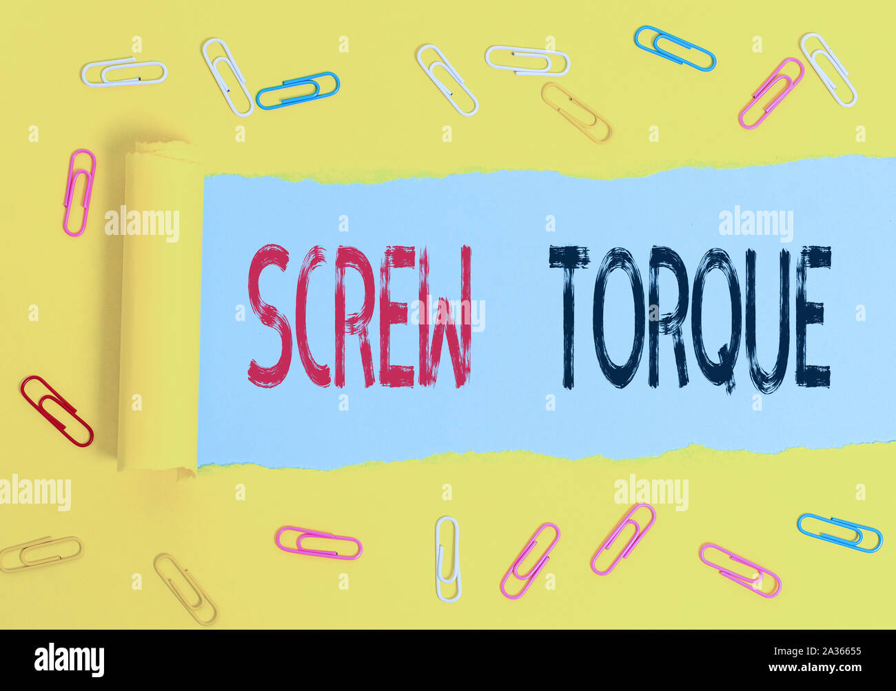 Handwriting text Screw Torque. Conceptual photo measure of the twisting ...