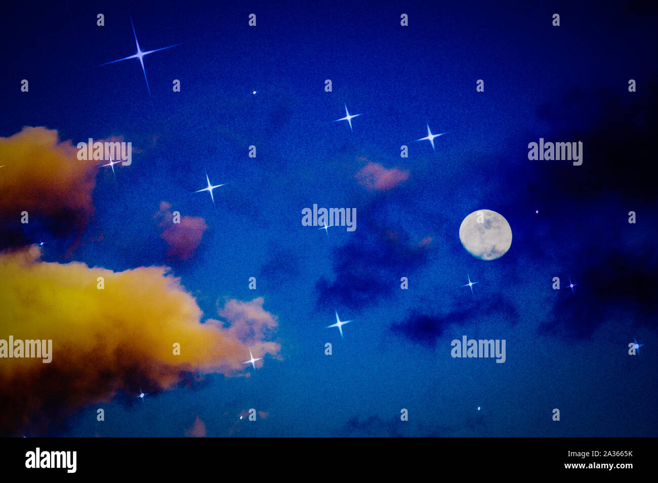 Full moon in starlit night sky Stock Photo - Alamy