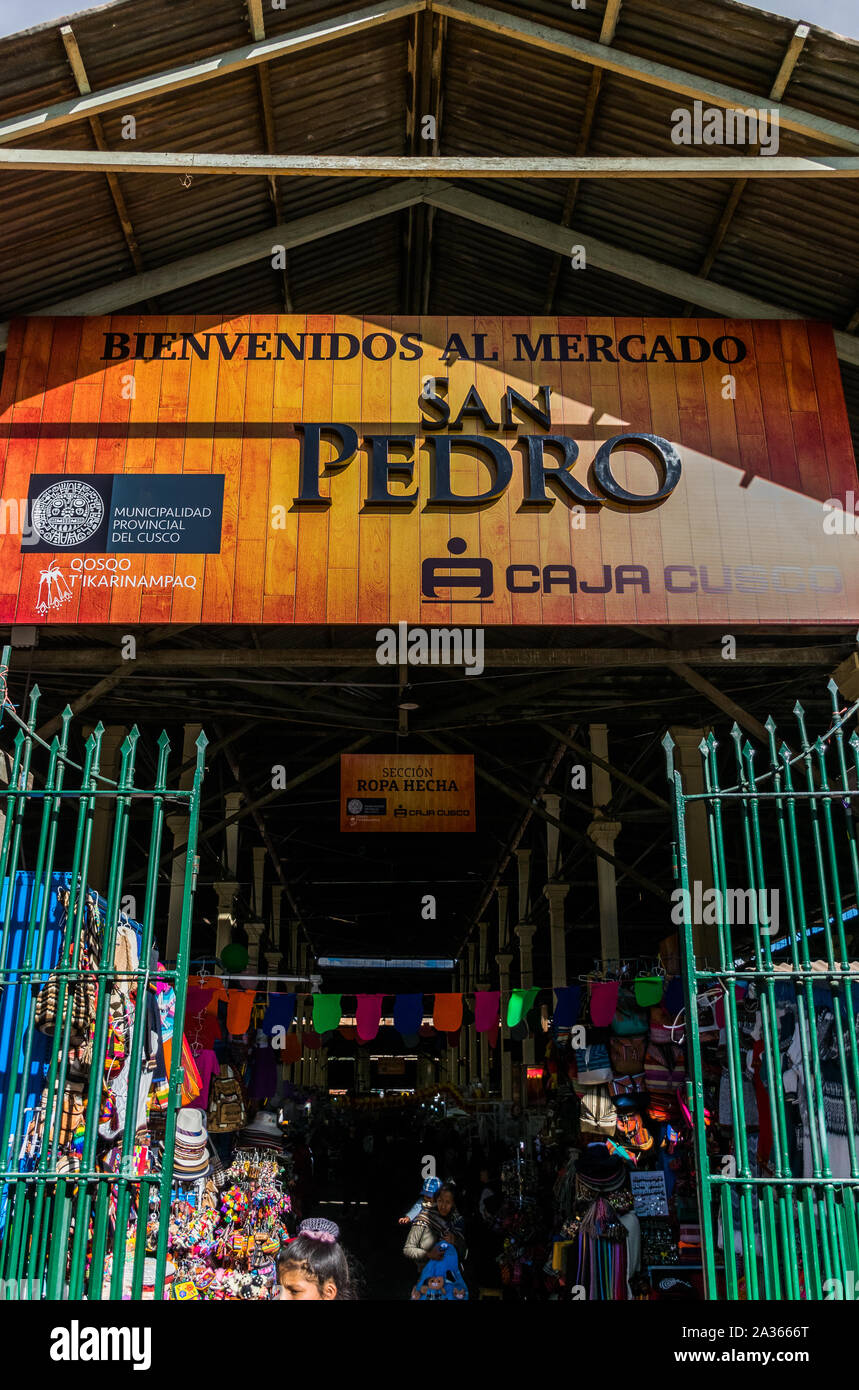 Colorful San Pedro market in Cusco, Peru Stock Photo - Alamy