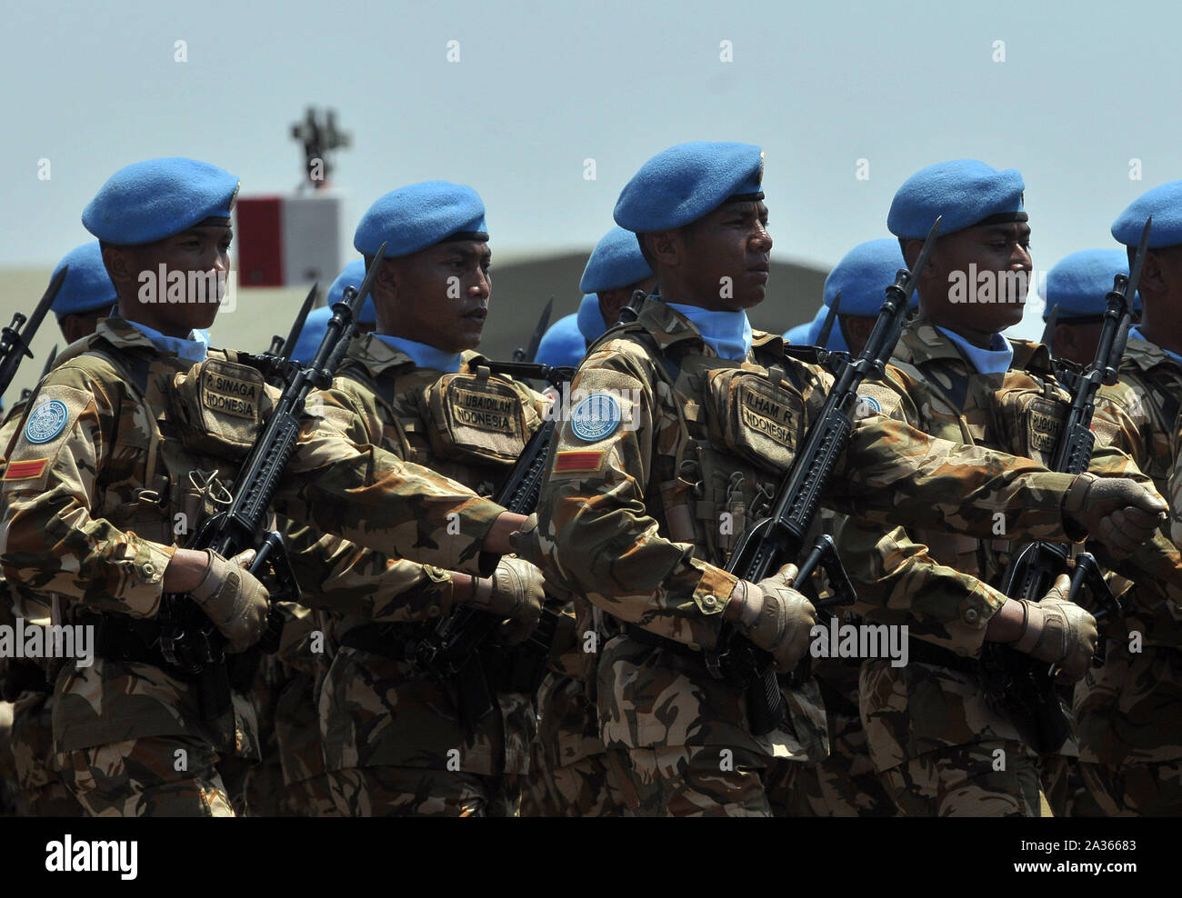 Jakarta, Indonesia. 5th Oct, 2019. Indonesian Army soldiers march ...