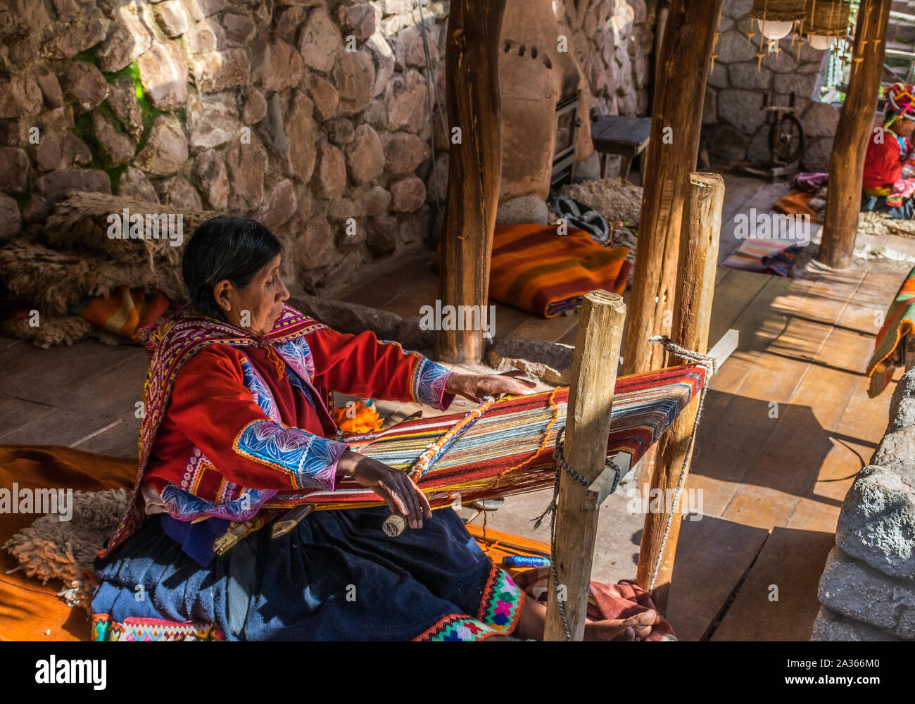Sacred Valley, Peru - 05/21/2019: Local Peruvian village woman making ...