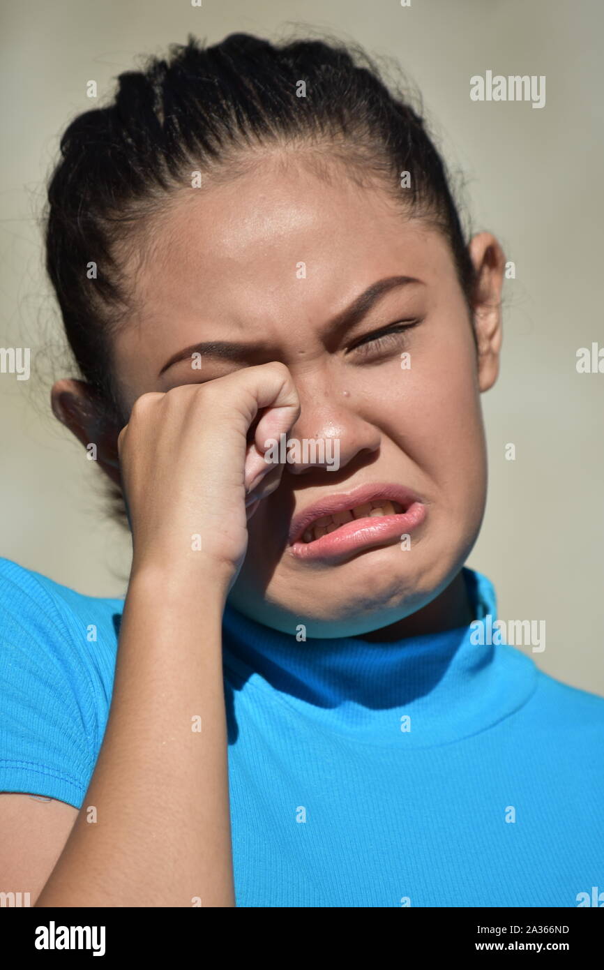 An A Tearful Female Woman Stock Photo - Alamy