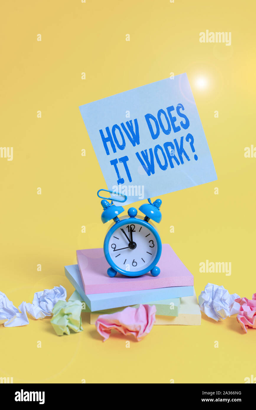 Text sign showing How Does It Work Question. Business photo showcasing ...