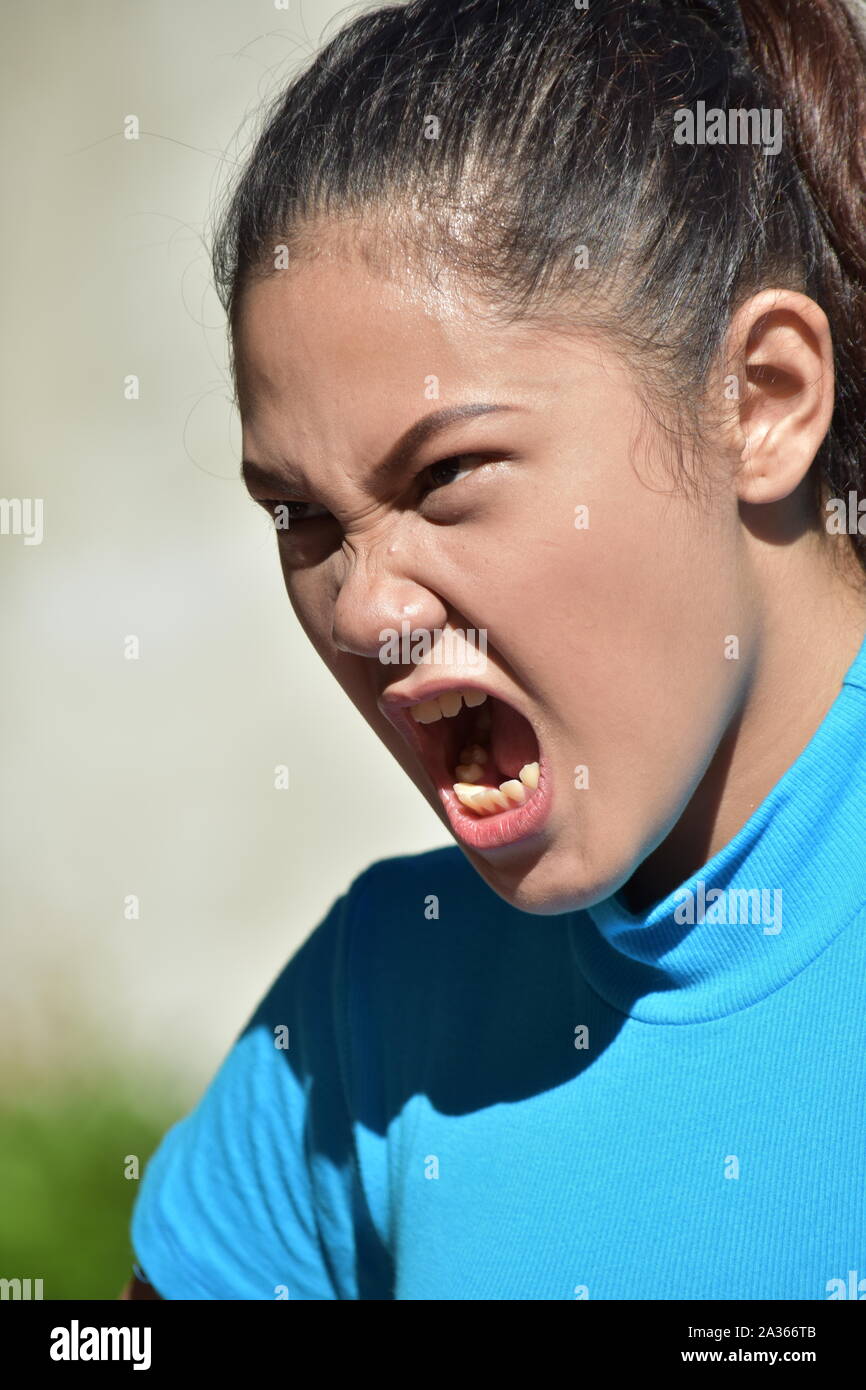 A Youthful Diverse Female Shouting Stock Photo - Alamy