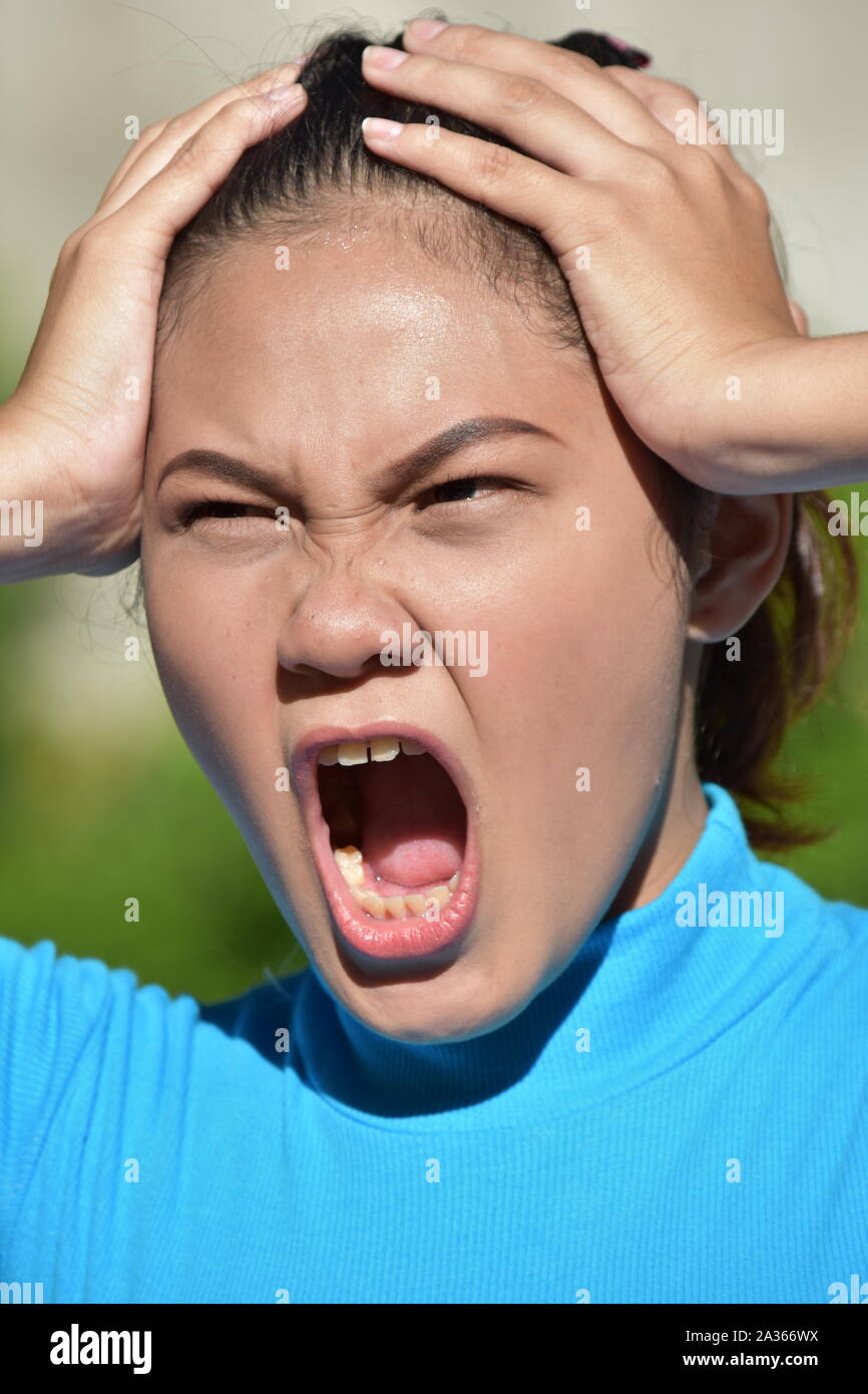 An A Stressed Female Woman Stock Photo - Alamy