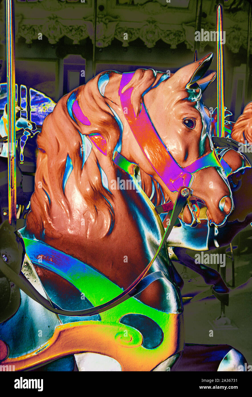 Colorful carousel horse Stock Photo - Alamy