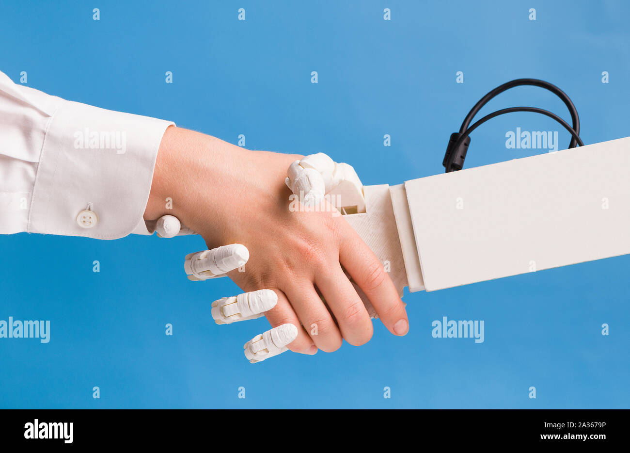 Innovation and technological progress concept, blue background Stock ...